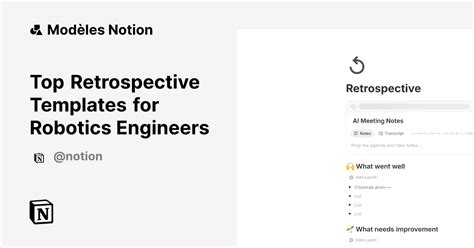 Top Retrospective Templates For Robotics Engineers Marketplace Notion