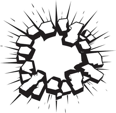 Premium Vector Iconic Wall Break Black Emblem Design Black And Explosive Comic Book Broken