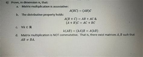 Solved 6 Prove In Dimension N That A Matrix