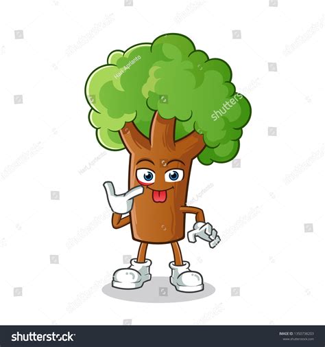 Tree Mocking Mascot Vector Cartoon Illustration Stock Vector Royalty Free 1350738203