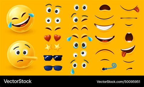 Emoji Character Kit Custom Emoticon Constructor Vector Image