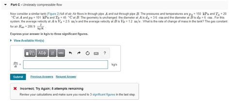 Solved Part C Unsteady Compressible Flow Now Consider A