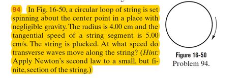 solved 94 in fig 16 50 a circular loop of string is set