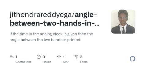 github jithendrareddyega angle between two hands in analog clock if
