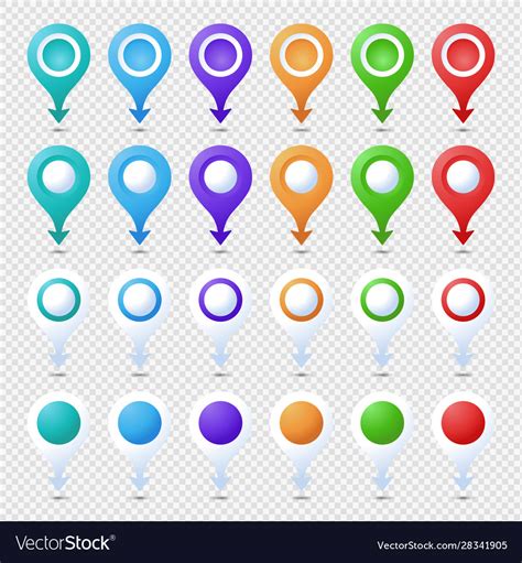 location pins mega set marker 3d map pointer pin vector image