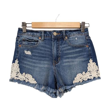 Aeropostale Aeropostale Shorts Womens Size 2 Blue Cutoff Jorts Lace