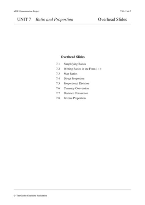 Ks3 Ratio And Proportion Mep Year 8 Unit 7 Teaching Resources