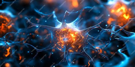 Glowing Neuron Network Microscopic View of a Nerve Cell | Premium AI-generated image