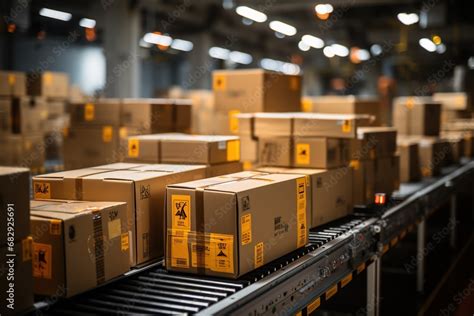 Swift Transit Packages In Motion Blur Signifying The Seamless Transit Process In Logistics