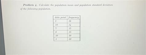 Solved Problem Calculate The Population Mean And Chegg