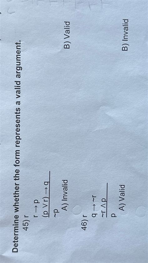 solved determine whether the form represents a valid