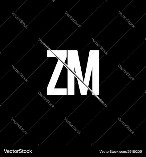Zm Logo Monogram With Slash Style Design Template Vector Image