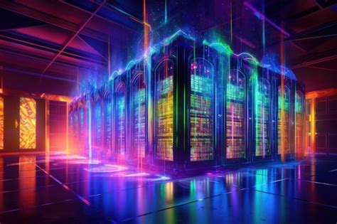 Premium Ai Image Holographic Data Center With Glowing Servers Created With Generative Ai