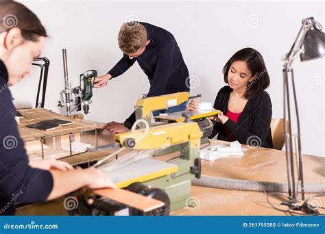 Babes Practicing Architectural Modeling In Workshop Stock Photo Image Of Work Male