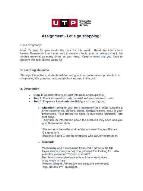 Week 13 Task Assignment Lets Go Shopping Mrmnyc Pdf You
