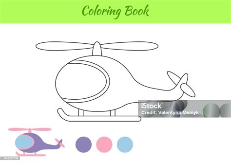 어린이를위한 색칠 공부 헬리콥터 인쇄 가능한 워크시트입니다 유치원 년 어린이와 유아를위한 교육 활동 페이지 만화 다채로운 벡터 일러스트레이션 0명에 대한 스톡 벡터 아트 및