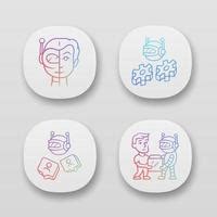 Software Bot Neon Light Icons Set Socialbot Transactional Impersonator Robots Software