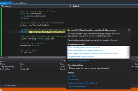Backgroundworder Error Index Was Outside The Bounds Of The Array Stack Overflow