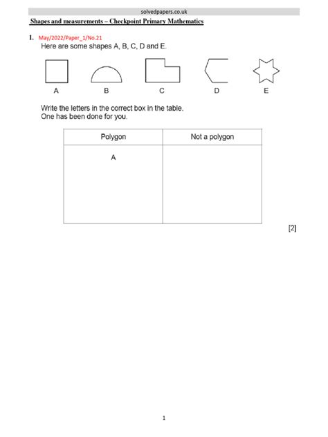 2022 17 Shapes And Measurements Checkpoint Primary Mathematics Pdf