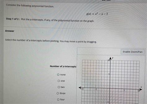 Solved Consider The Following Polynomial Function G X X 2 X 2 Step 1 Of 2 Plot The X