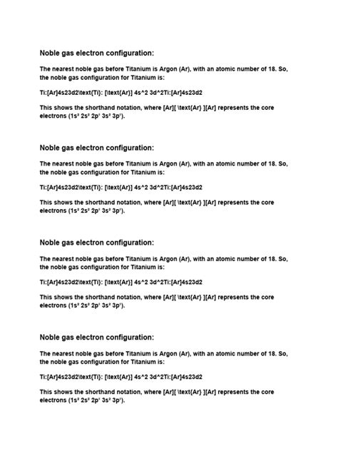 Noble Gas Electron Configuration Pdf