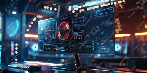 Premium Photo A Futuristic Computer Monitor Displaying An Abstract Network Monitoring