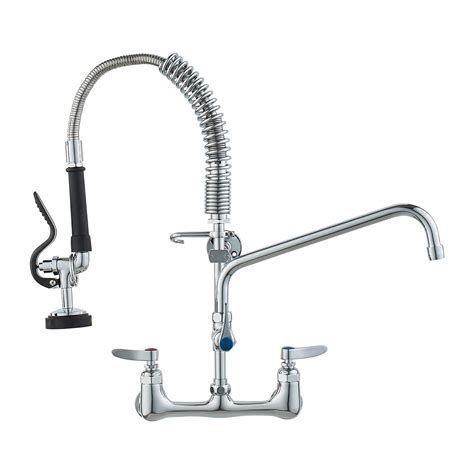 Vevor Commercial Faucet With Pre Rinse Sprayer 21 Height 8 Center 12 Swing Spout Wall