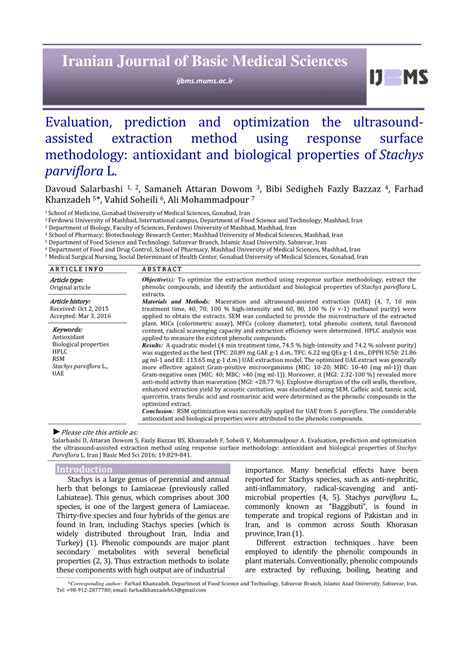 Pdf Evaluation Prediction And Optimization The Ultrasoundassisted Extraction Method Using