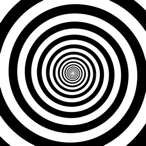 Hypnotic Circles Abstract White Black Optical Illusion Vector Spiral Swirl Pattern Background