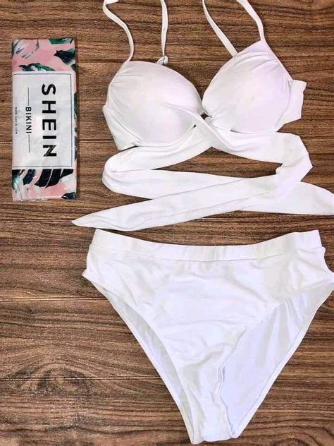 Rush Sale Shein White Two Piece Swimwear Womens Fashion Swimwear