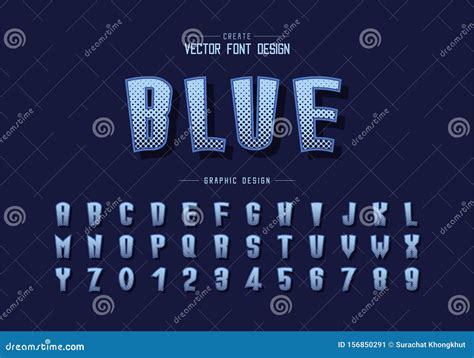 Halftone Hexagon Font And Cartoon Alphabet Vector Digital Tall Typeface Letter And Number