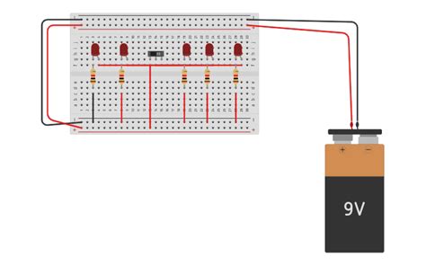Circuit Design 5 Leds Y Un Deslizante Tinkercad
