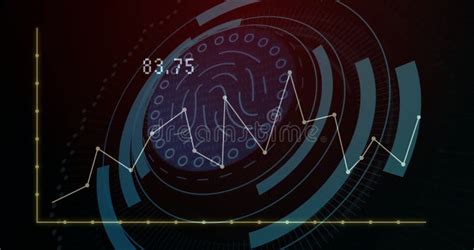 Image Of Biometric Fingerprint Icon And Digital Data Processing Over