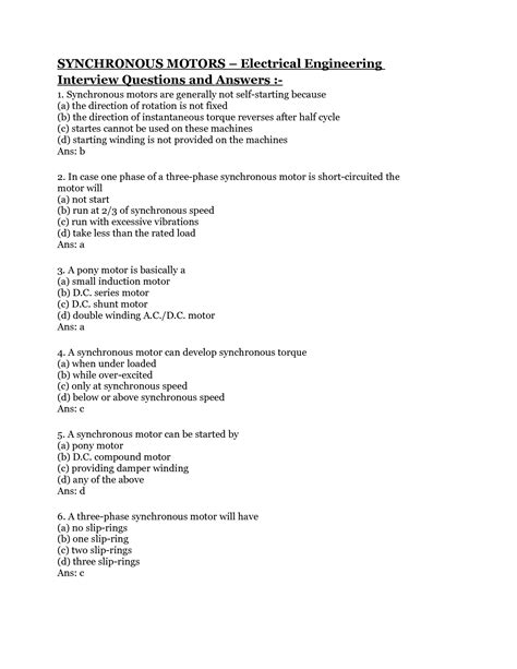 SOLUTION Synchronous Motors Studypool