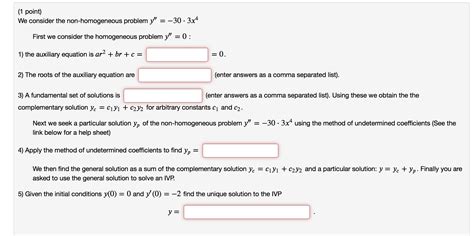 Solved 1 Point We Consider The Non Homogeneous Problem Y