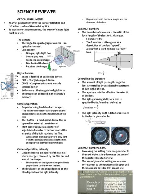 Science Reviewer Optical Instruments Pdf Angular Resolution Eye