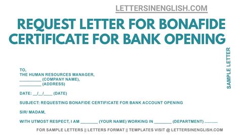 Letter To Hr For Bank Account Opening Bonafide Certificate Application Youtube