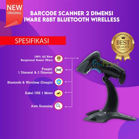 Jual Fixprint Barcode Scanner Iware R8bt Stand Wireless Bluetooth 2d