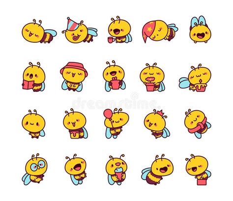 Cute Bumblebee Character Friendly Cartoon Insect Stock Vector Illustration Of Affable Flower