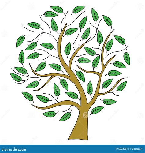 Sketch Brown Tree With Green Leaves Stock Illustration Illustration Of Simplicity Brown
