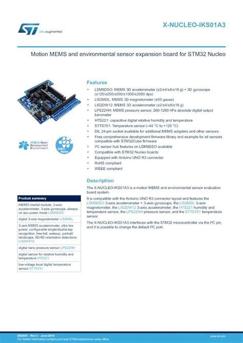Pdf Motion Mems And Environmental Sensor Expansion Board