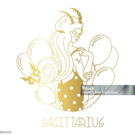 조디악 기호 궁수 자리 의 이미지에있는 소녀 아름다움 점성술 아름다운 여성과의 개별 별자리 생년월일의 특성 분석 벡터 일러스트레이션의 플랫 스타일입니다 게자리에 대한 스톡