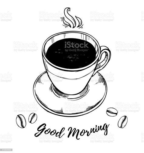 손으로 그린 벡터 일러스트 레이 션커피 안녕하세요 스케치 스타일에서 디자인 요소입니다 초대장 인사말 카드 포스터 지문에 대 한 완벽 한 곡초류에 대한 스톡 벡터 아트 및
