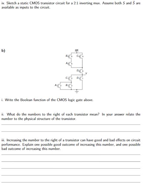 Solved Sketch A Static Cmos Transistor Circuit For A 21