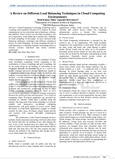 Pdf A Review On Different Load Balancing Techniques In Cloud