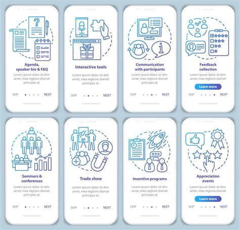 Corporate Events Planning Service Onboarding Mobile App Page Screen With Linear Concepts