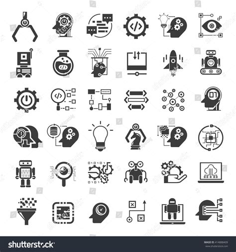 Artificial Intelligence Icons Set Robotics Icons Stock Vector 414888409 Shutterstock