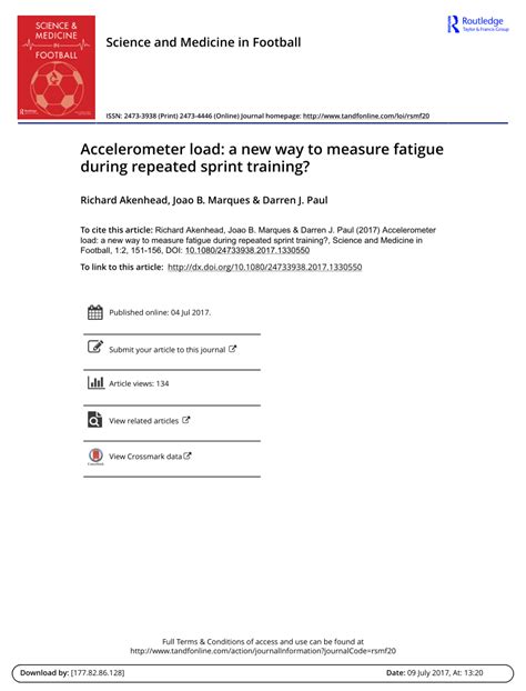 Pdf Accelerometer Load A New Way To Measure Fatigue During Repeated Sprint Training