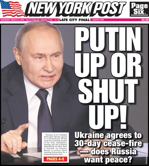 New York Post Cover For March 12 2025 New York Post
