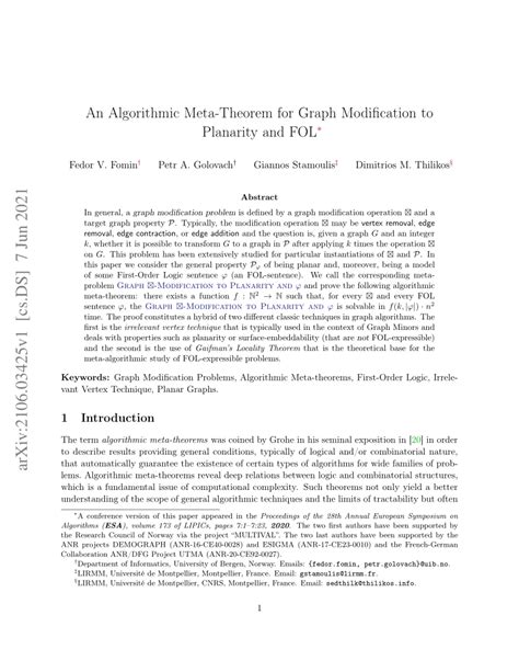 pdf an algorithmic meta theorem for graph modification to planarity